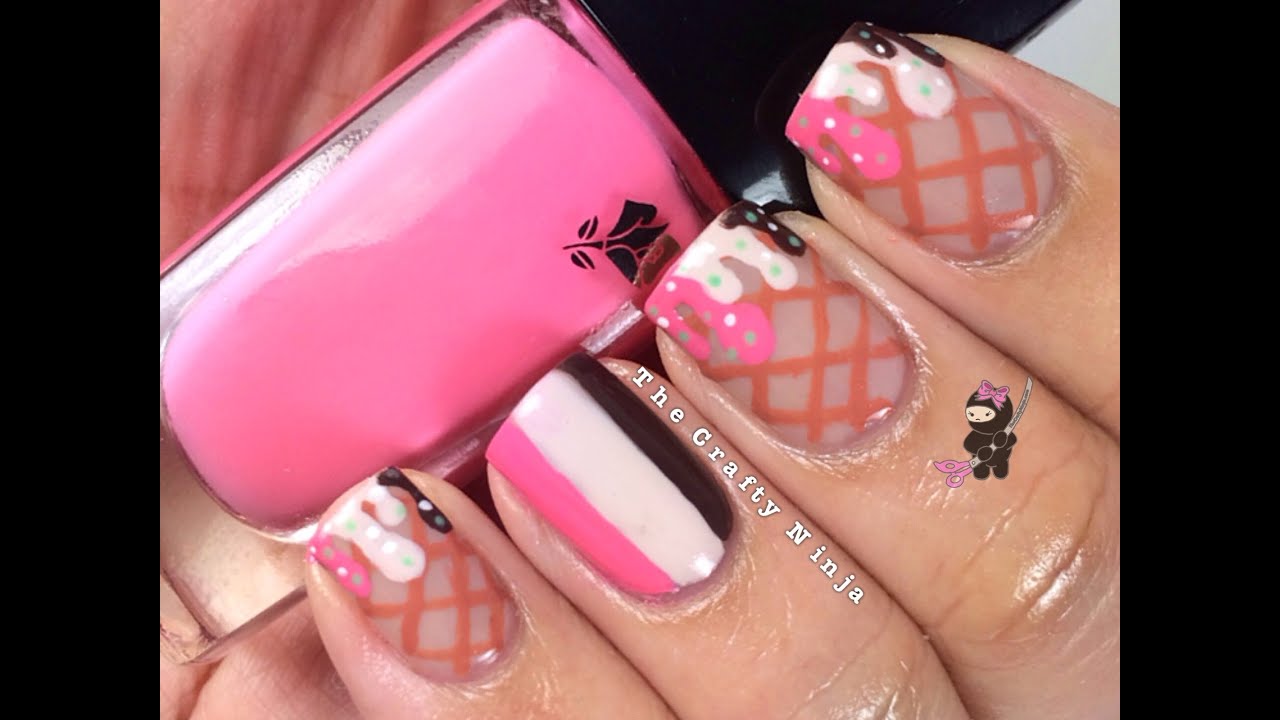 Neapolitan Ice Cream Nails by The Crafty Ninja - YouTube