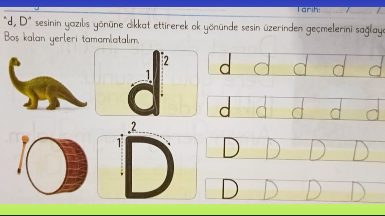 D harfi nasıl söylenir ve nasıl yazılır/büyük D/küçük d/1.sınıf d harfi ...
