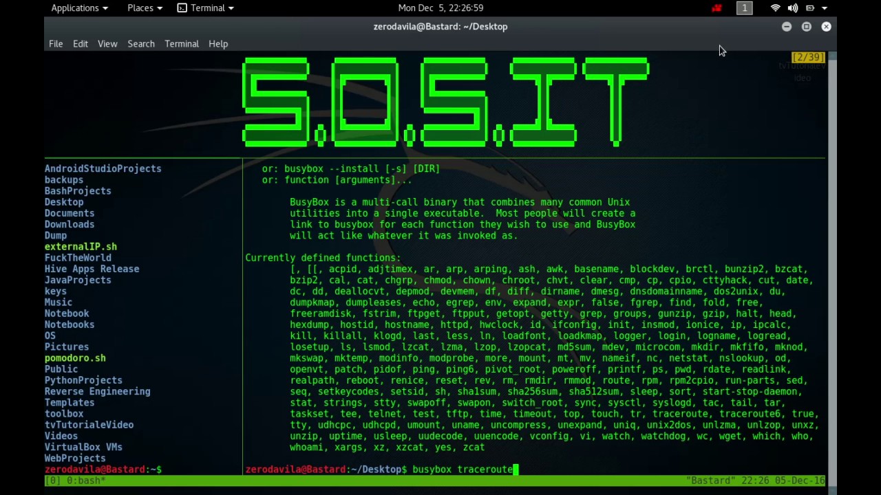 Busybox - 22- commands, traceroute, tracerouter6, true, tty, udhcpc ...