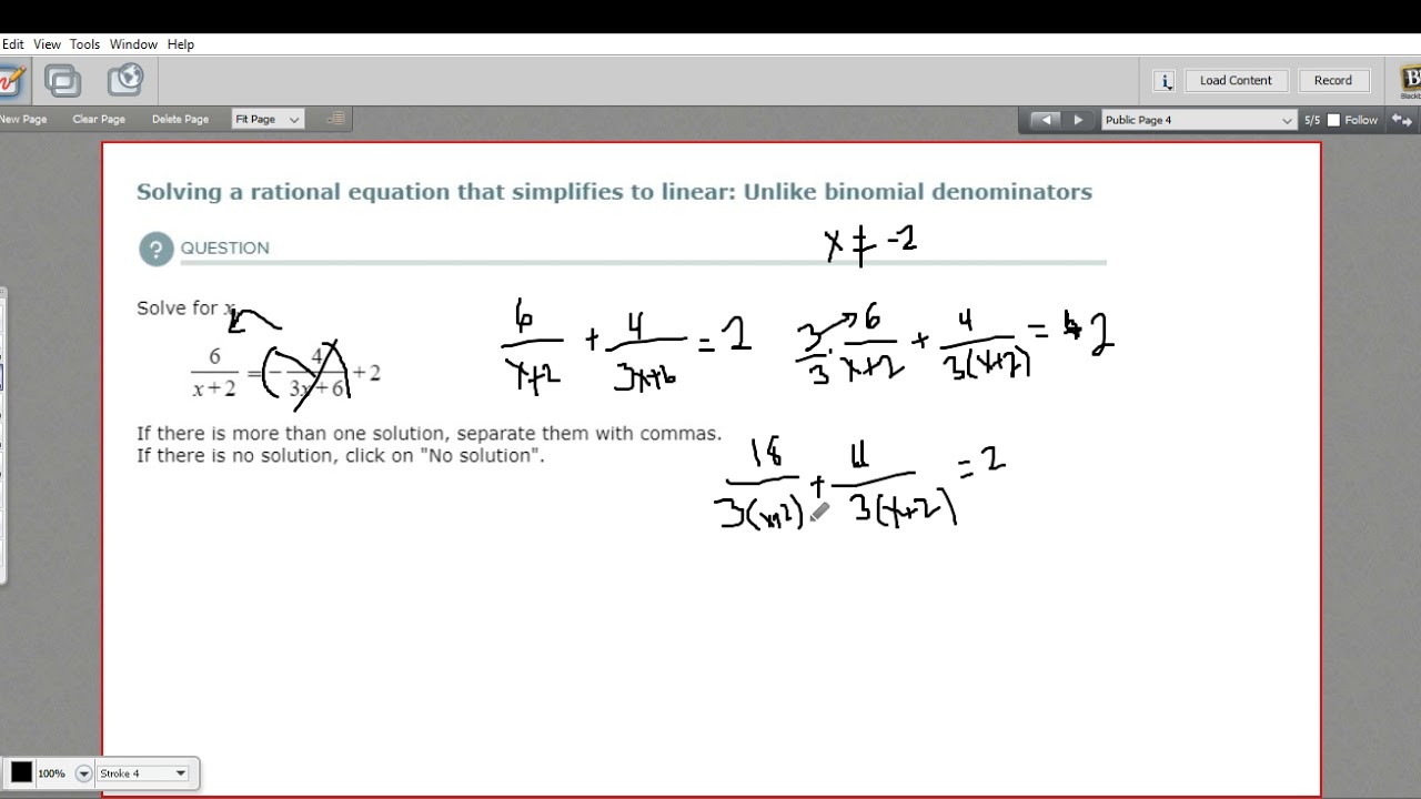 Solving a rational equation that simplifies to linear - unlike binomial ...