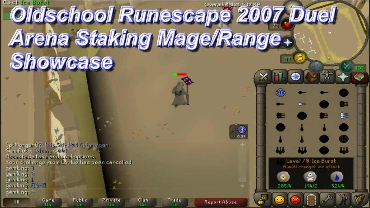 Oldschool Runescape 2007 Duel Arena PvP Staking Mage/Range Showcase ...