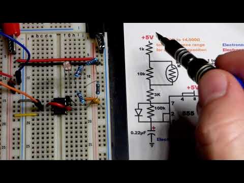 SG90 servo position set with light dependent resistor LDR and 555 timer circuit schematic - YouTube