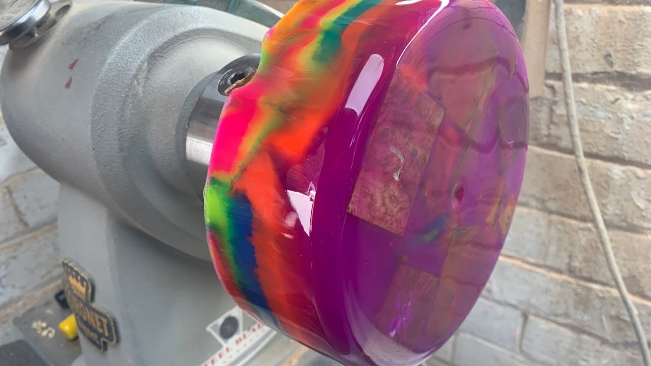 Woodturning - Eye Candy Neon Resin Blank - YouTube