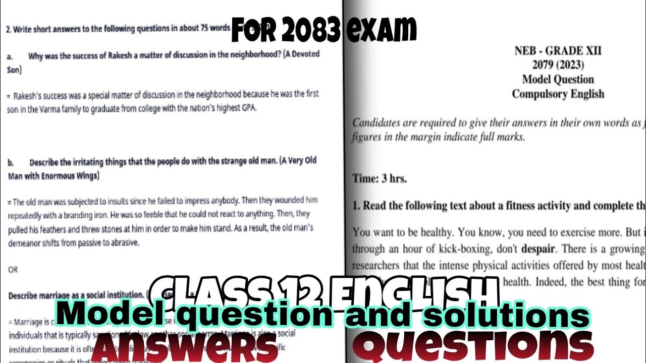 NEB Class 12 English Model Questions and and solution 2082/2083 | Class ...