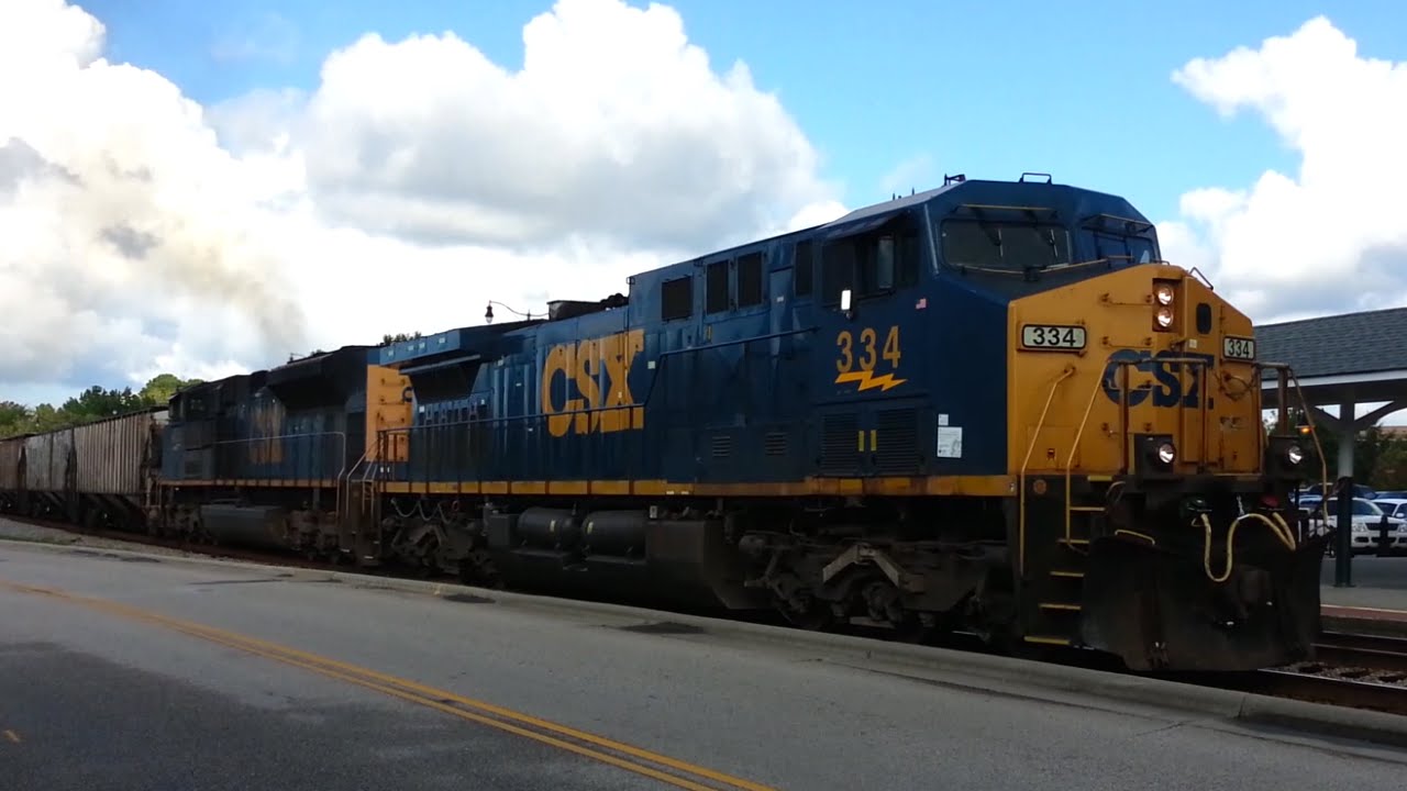 CSXT G693-16 smoky CW44AC 334 and SD70ACe 4836 in full Notch 8 Fayetteville, NC - YouTube
