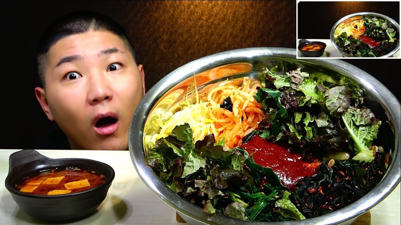 산타고 내려와서 보리밥 먹기 ㅎㅎBest Korean Food, Delicious vegetable Boribap Mukbang ...