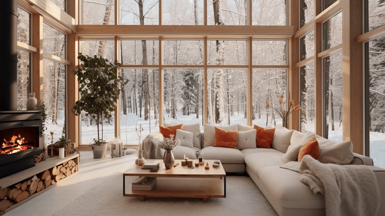 Soothing Snowy Forest Fireplace | Winter Ambience for Stress Relief and ...