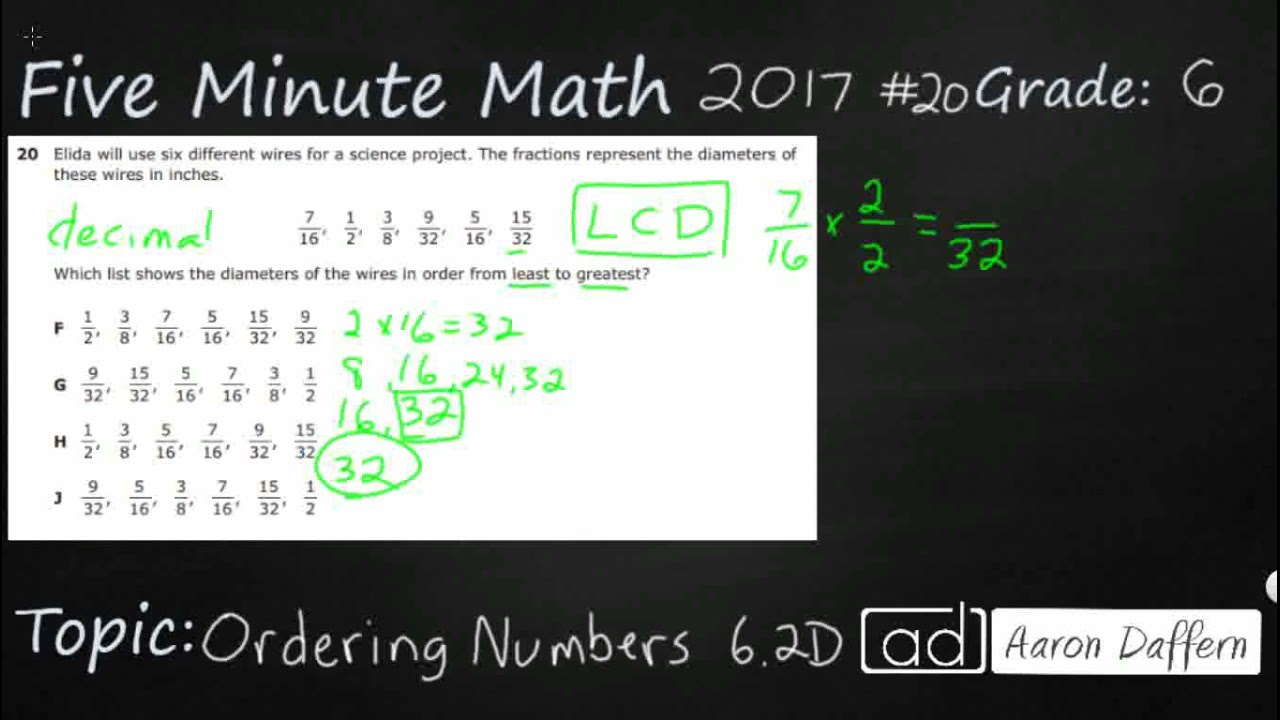 6th Grade STAAR Practice Ordering Numbers (6.2D - #4) - YouTube