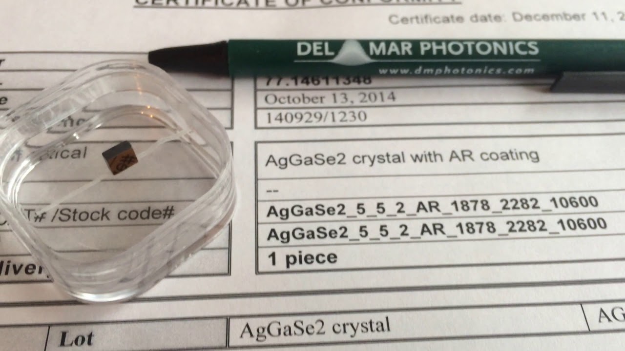 Silver Gallium Selenide (AgGaSe2) Crystal - sales@dmphotonics.com - YouTube