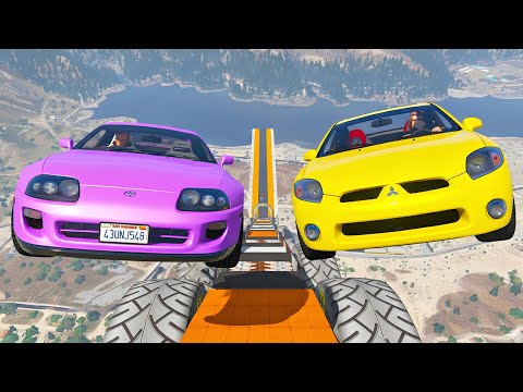 Efsane Japon Arabaları Tehlikeli İniş YENİ PARKURDA Yarışıyor - GTA 5 MODS