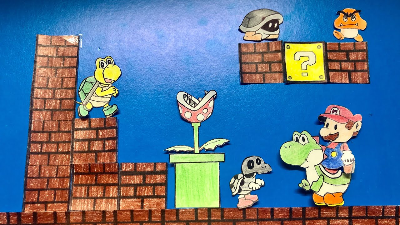 Paper animation of Mario.Бумажная анимация Марио🎮 - YouTube