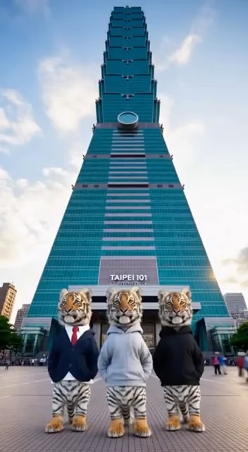 Taipei 101 Tiger Trot: Stylish Tigers Take On the Tower - YouTube
