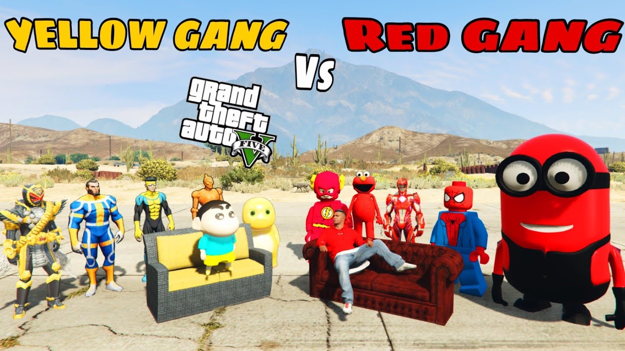 Franklin Red Gang Vs Shinchan Yellow Gang in GTA 5 ! JSS GAMER - YouTube