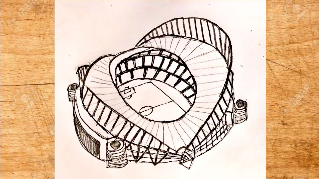 How to draw khalifa International Stadium from Qatar - FIFA World Cup ...
