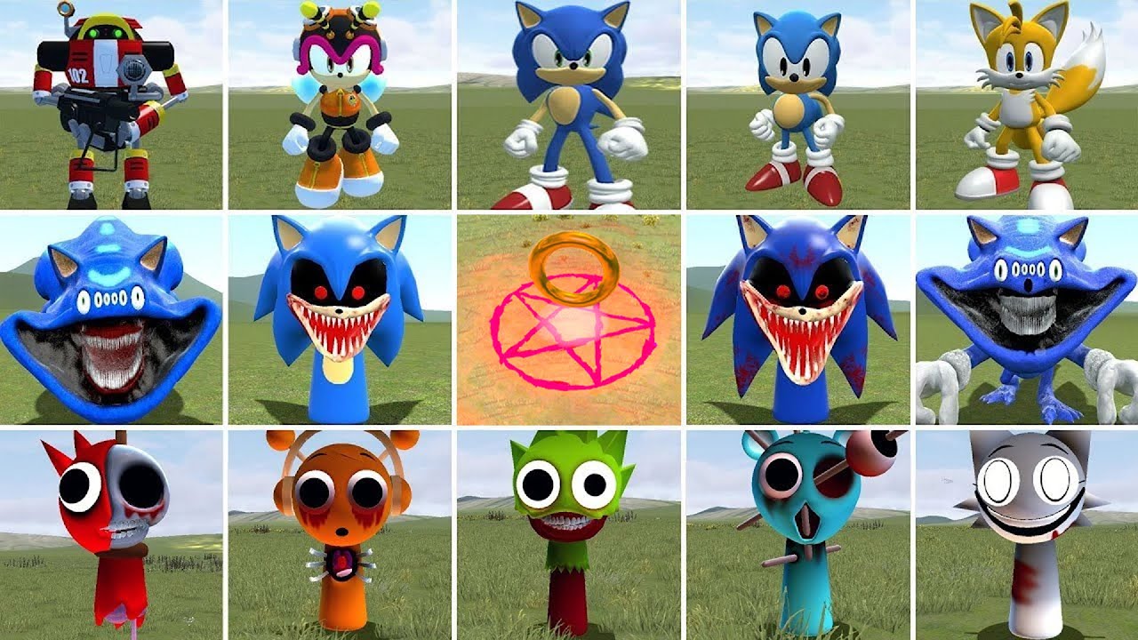 ALL SHIN SONIC & SONIC.EXE WITH SPRUNKI'S HORROR FORMS IN GARRY'S MOD ...