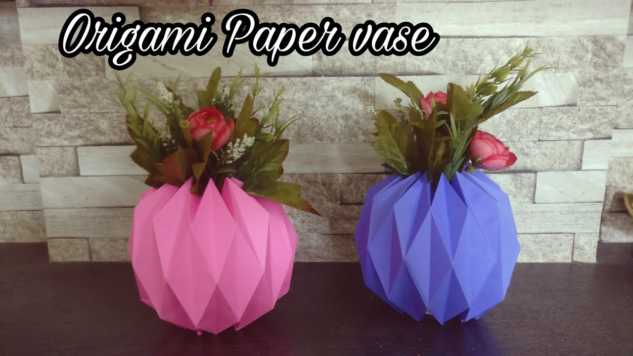 How To Make Paper Flower Vase | DIY | Origami Flower Vase | Paper Craft ...