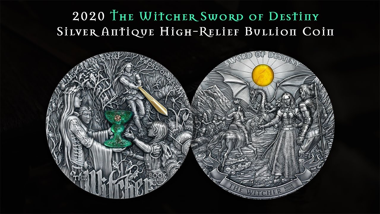 2020 The Witcher Sword of Destiny 2 oz Antique High-Relief Silver BU ...