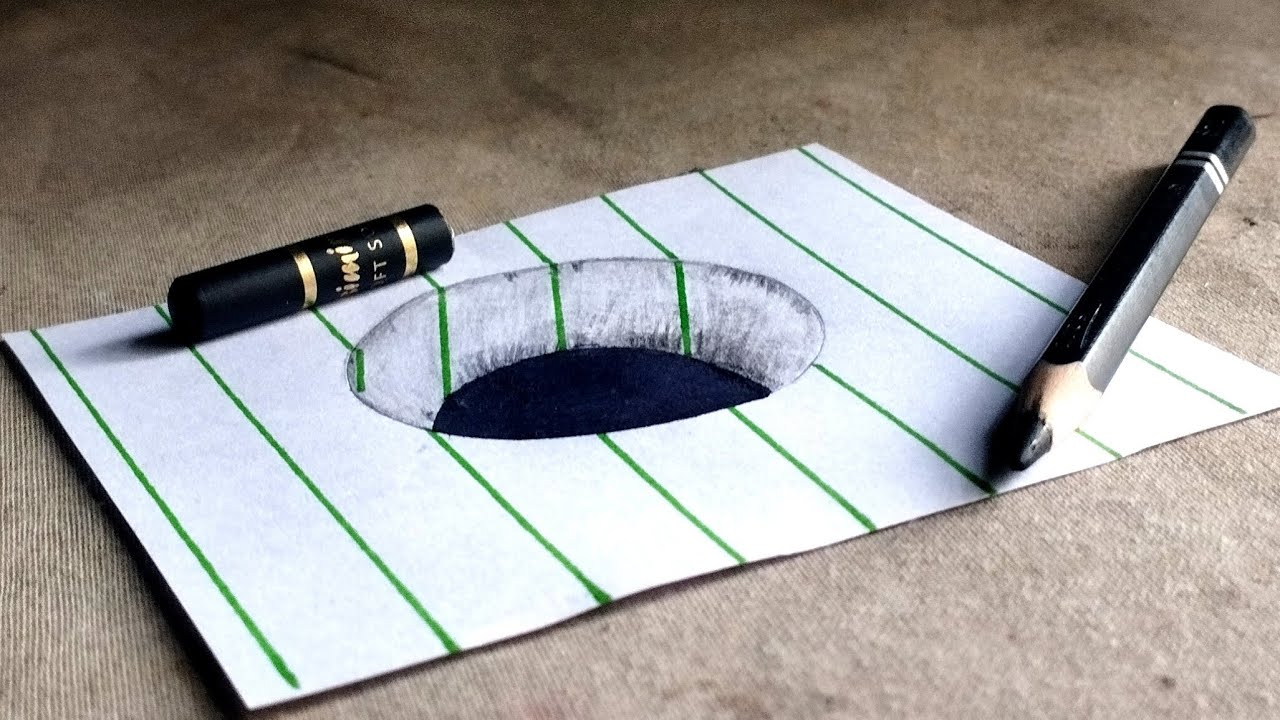 how to draw 3D realistic hole step by step. - YouTube