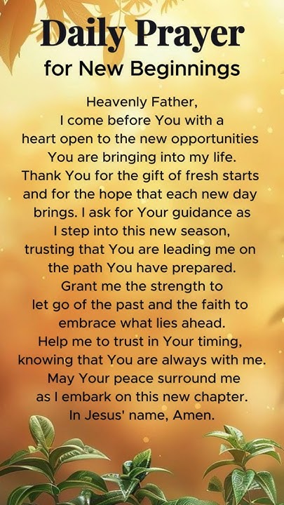 Daily Prayer for New Beginnings - YouTube
