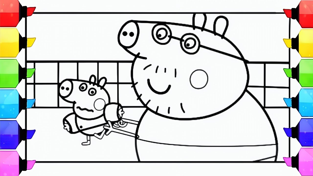 How to Make George with Daddy Pig Easy Step by Step, Peppa Pig Drawing ...
