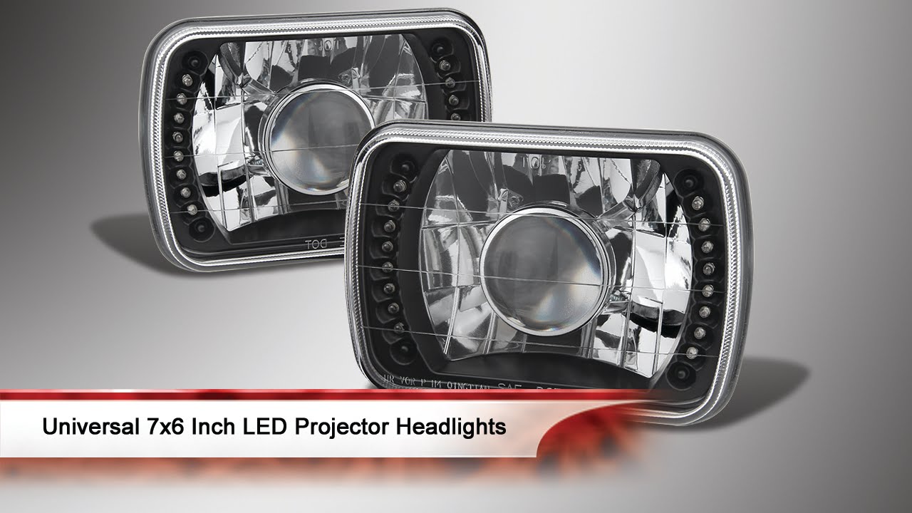 Universal 7x6 Inch Projector Headlights With LED - YouTube