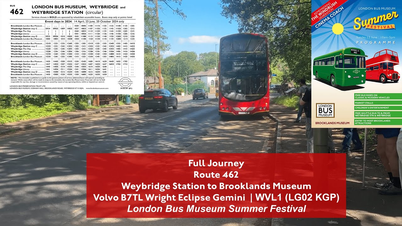 Full Journey | 462 - Weybridge Station to Brooklands Museum | Volvo ...