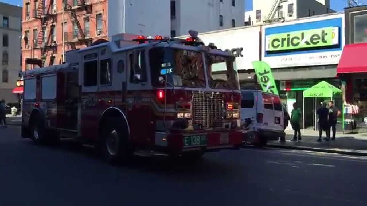 BRAND NEW FDNY KME ENGINE 83 TAKING UP FROM 2 ALARM FIRE ON 138TH ST ...