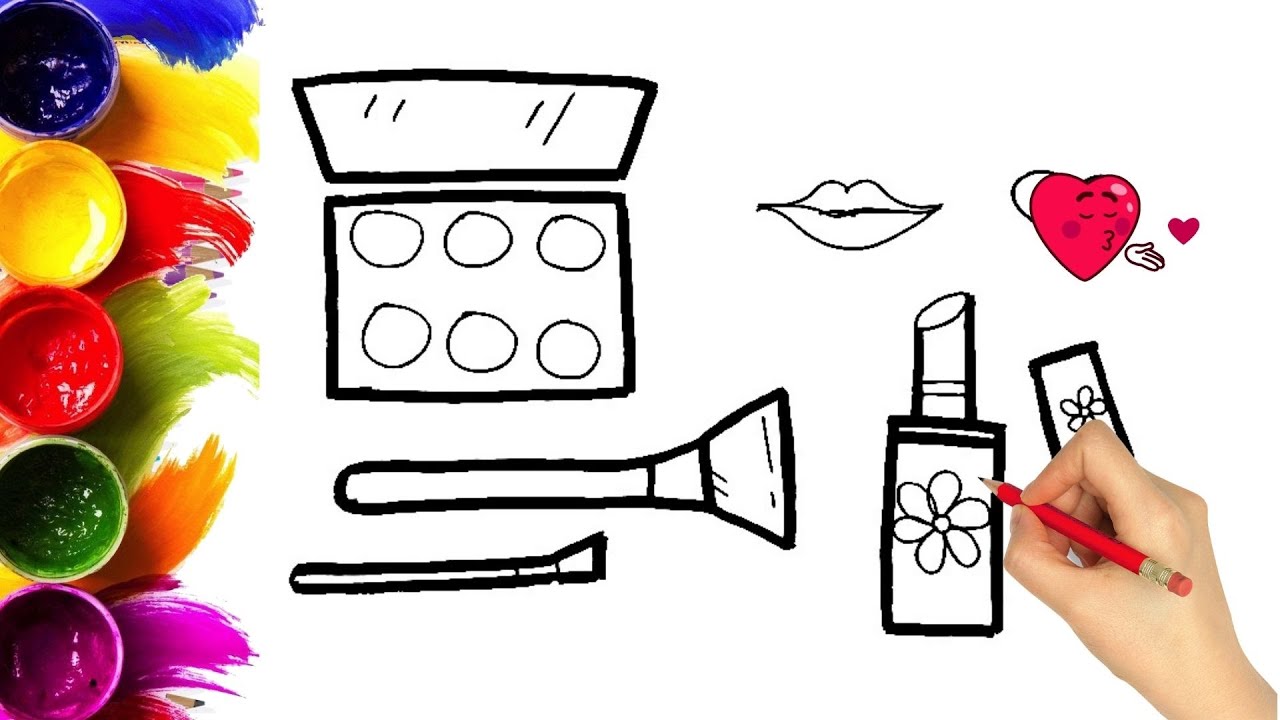 How To Draw Makeup cosmetics | Draw and Coloring for Kids and Toddlers ...
