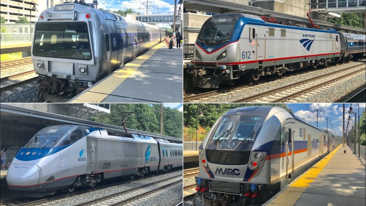 Amtrak, MARC & DOTX 216 at BWI Station - YouTube