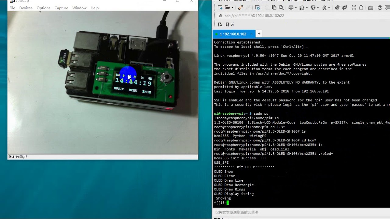 Quick Demo OLED 1.3'' on Raspberry Pi - YouTube