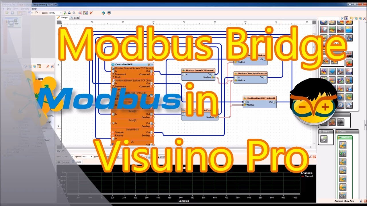 Introduction To Visuino Pro Modbus Arduino Bridge Between Serial Rtu Ascii And Tcpip Youtube 1012