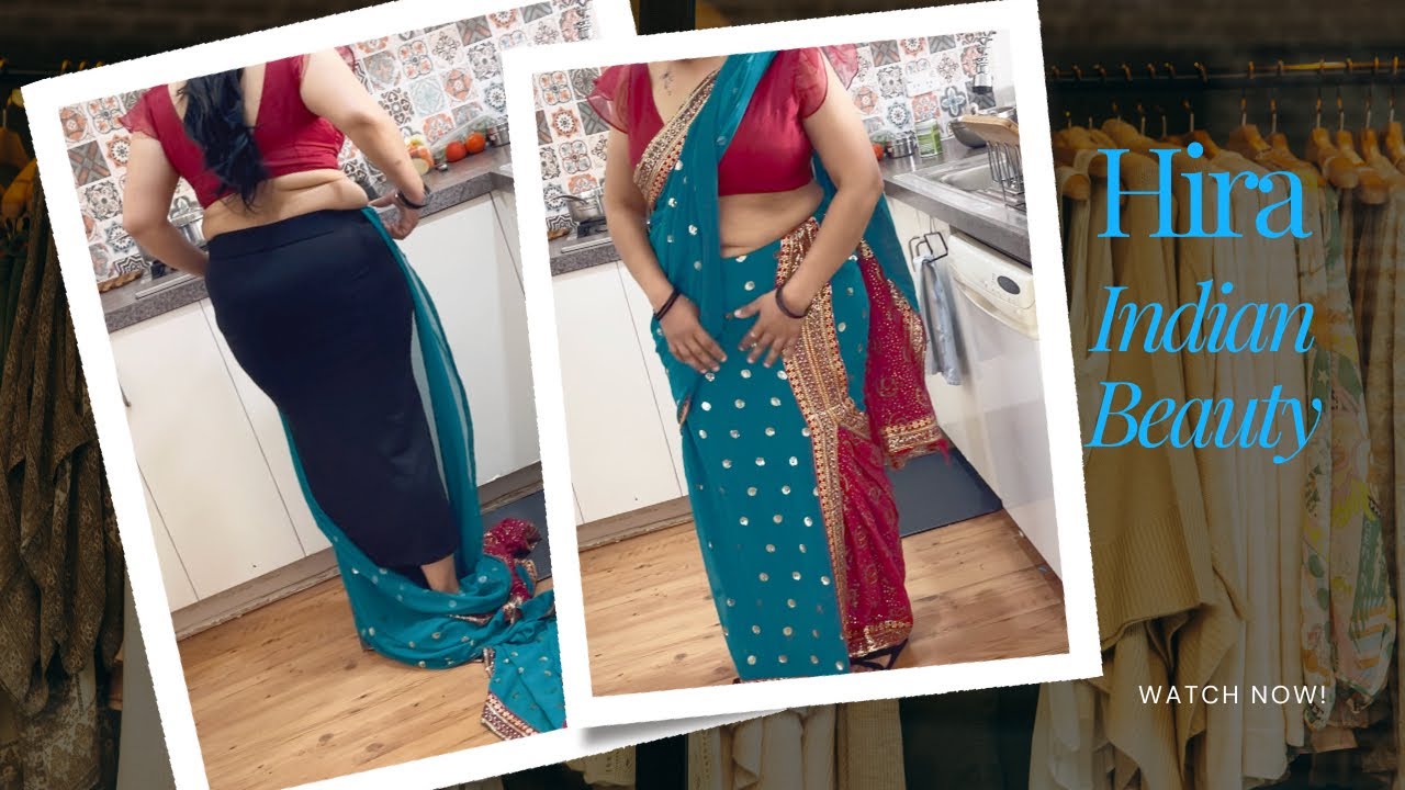 Wearing Saree in Kitchen - Hira Indian Beauty - YouTube