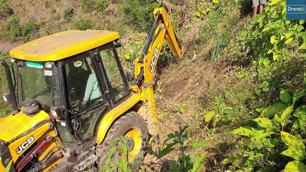 JCB Backhoe Loader Hilly Road Construction Happy Villagers - YouTube