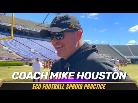 ECU Football Coach Mike Houston after the 04/06/24 spring scrimmage in ...