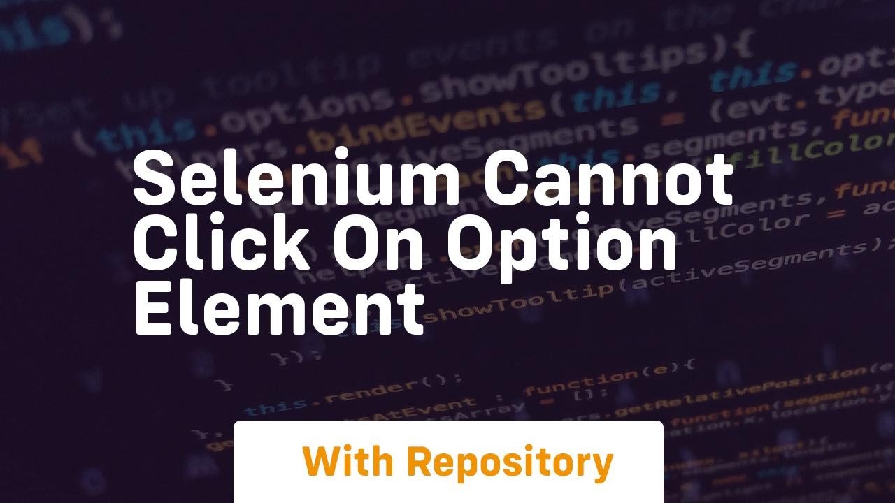 selenium cannot click on option element - YouTube