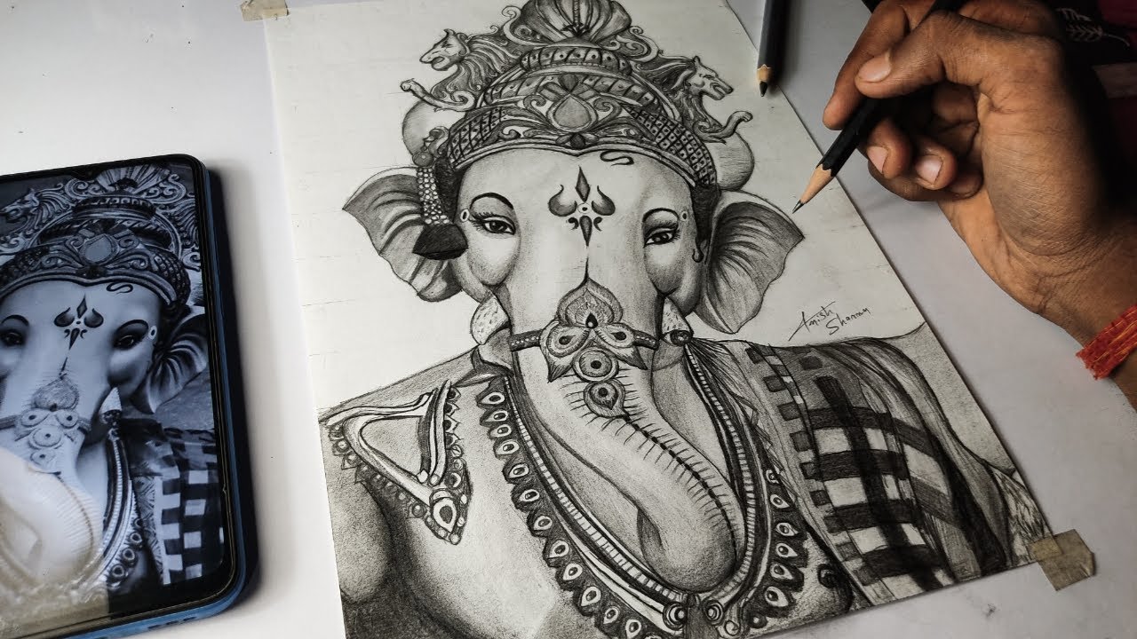Ganpati Drawing Step by step | How to Draw Lord Ganesha | Drawing of ...
