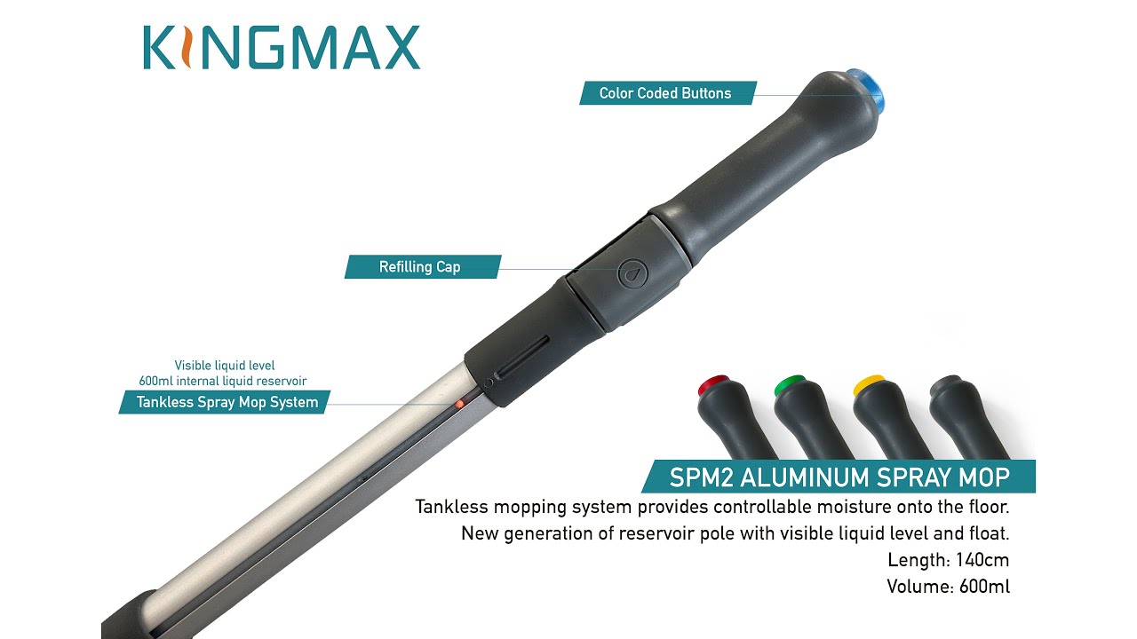 KINGMAX SPM2 ALUMINUM SPRAY MOP - YouTube