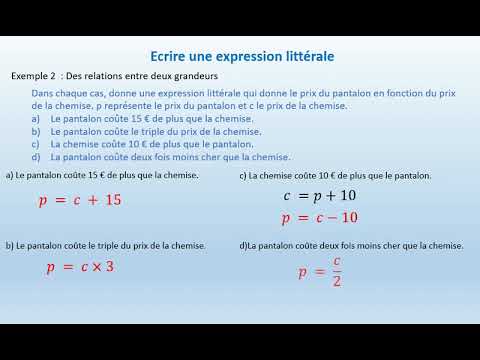 5°-Calcul littéral-Ecrire une expression littérale - YouTube