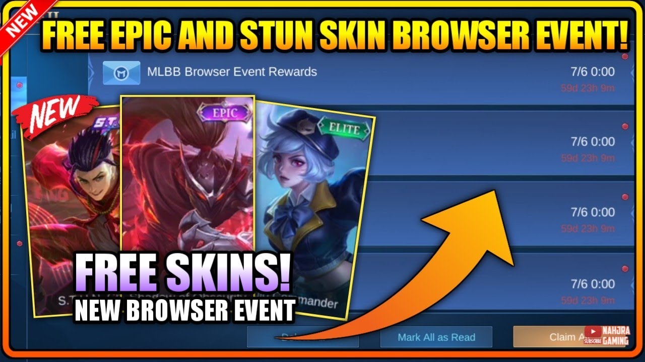 CLAIM! FREE EPIC SKINS AND STUN SKIN (NEW BROWSER EVENT!) - MLBB - YouTube