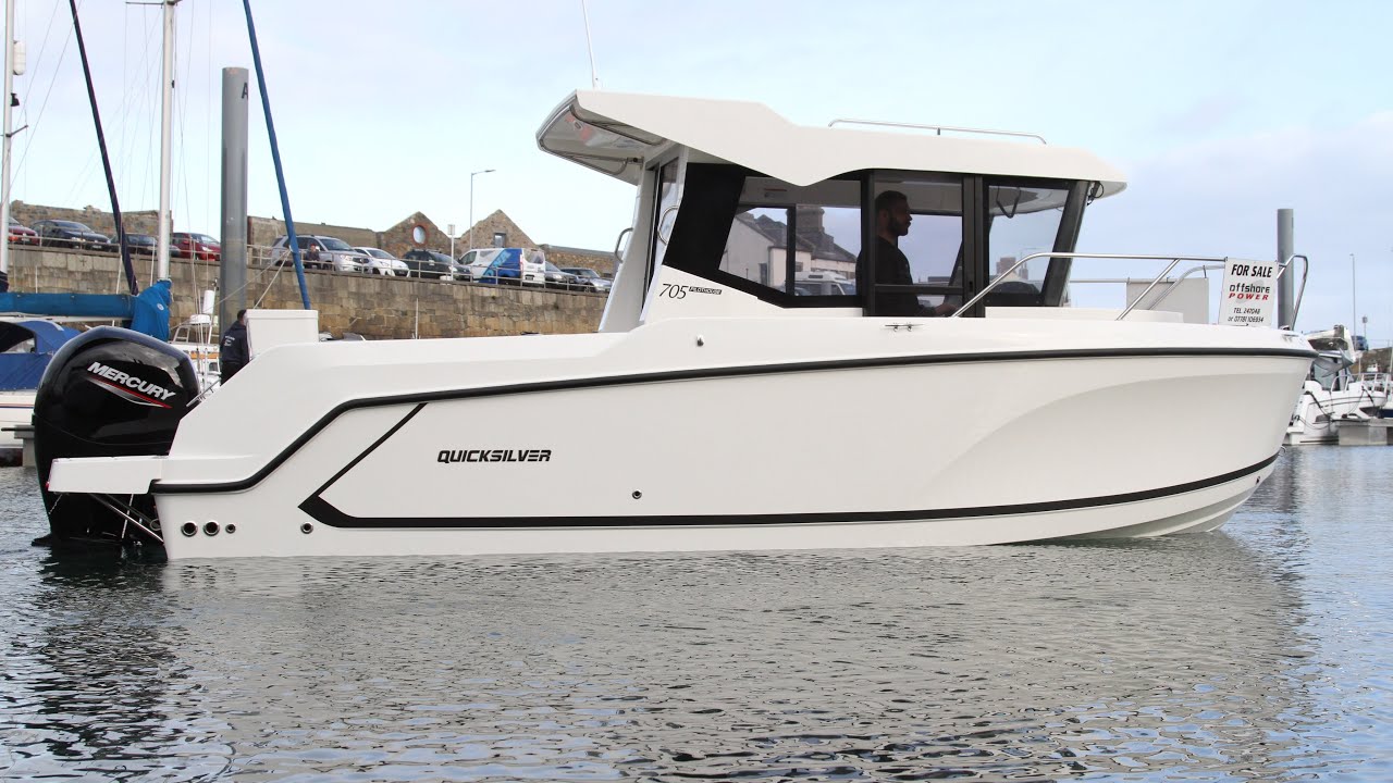 Quicksilver 705 Pilothouse powered by Mercury 150 hp Four Stroke. - YouTube