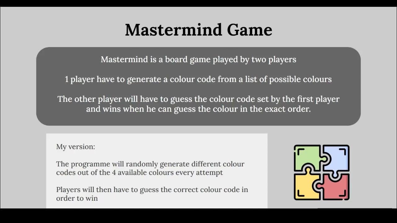 Mastermind Game CSC1024 Programming Principle - YouTube