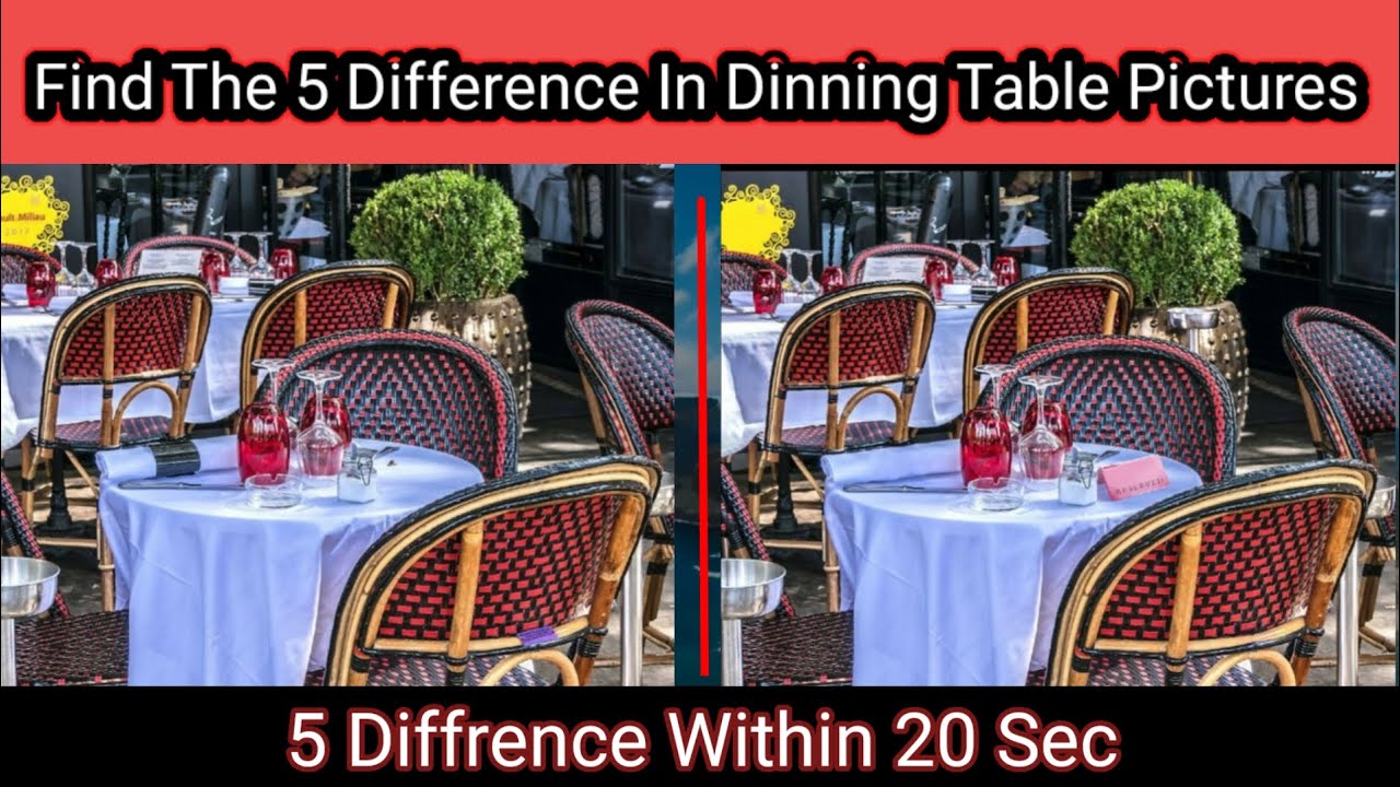 Can You Find The 5 Differences In These Dining Table Pictures? - YouTube