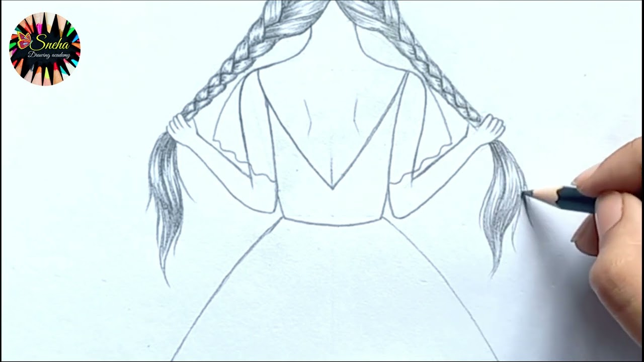 How to draw A girl with Double Braided Hairstyle- step by step Pencil ...
