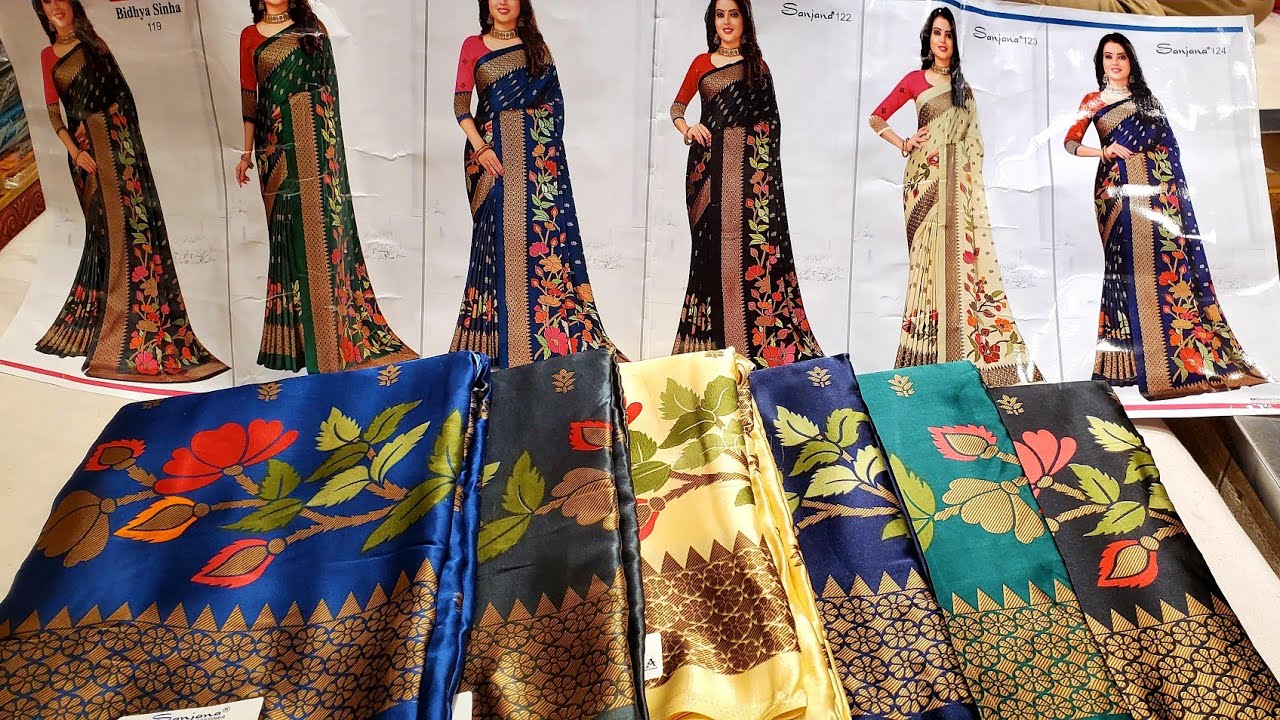 Purnima saree Alpona saree Most uncommon indian floral print samu silk ...