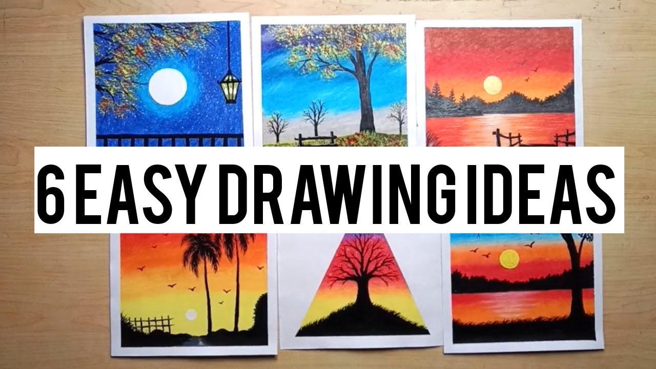 6 Easy Drawing Ideas for Beginners / Step by Step Drawing with Oil ...