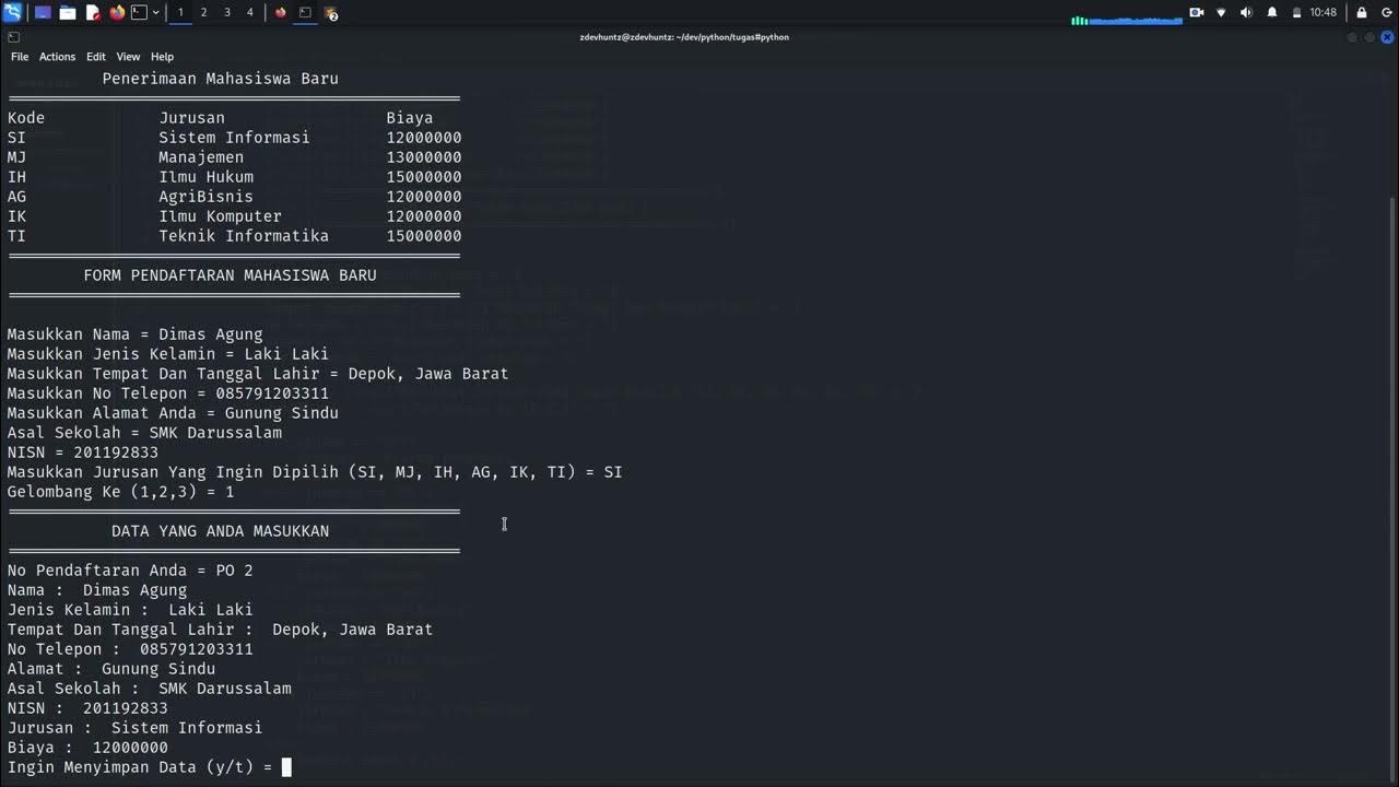 Project Membuat Sistem Pendaftaran Mahasiswa Menggunakan Python - YouTube