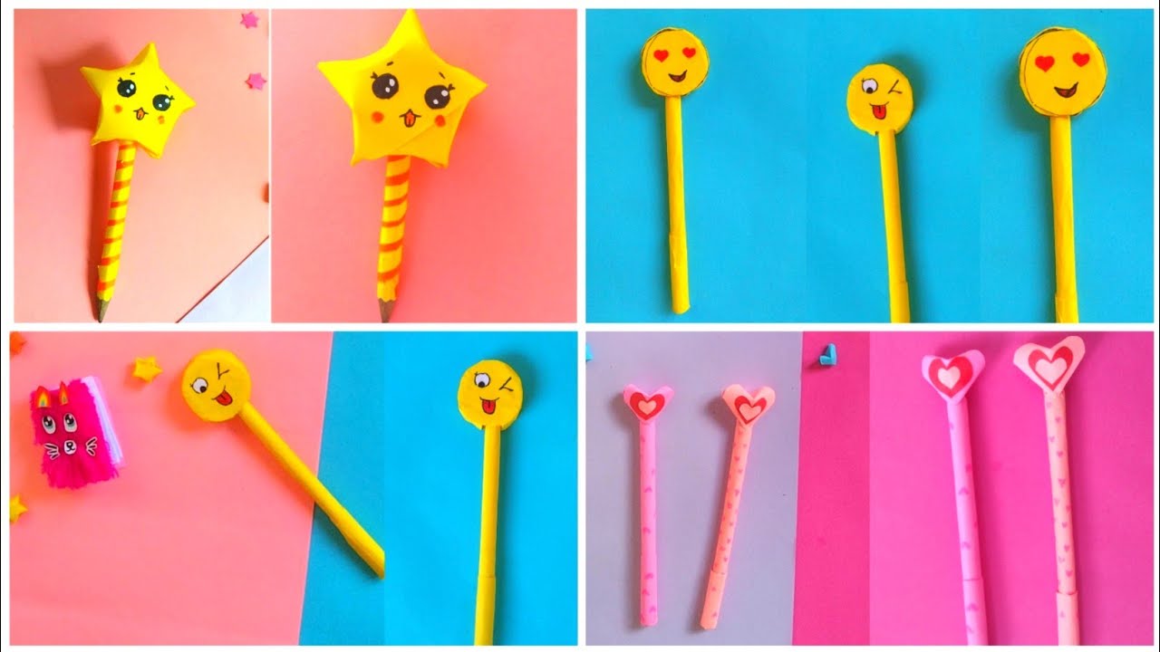 DIY AMAZING PEN DECOR IDEAS - DIY SCHOOL HACK IDEAS PENCIL DECORATIONS ...