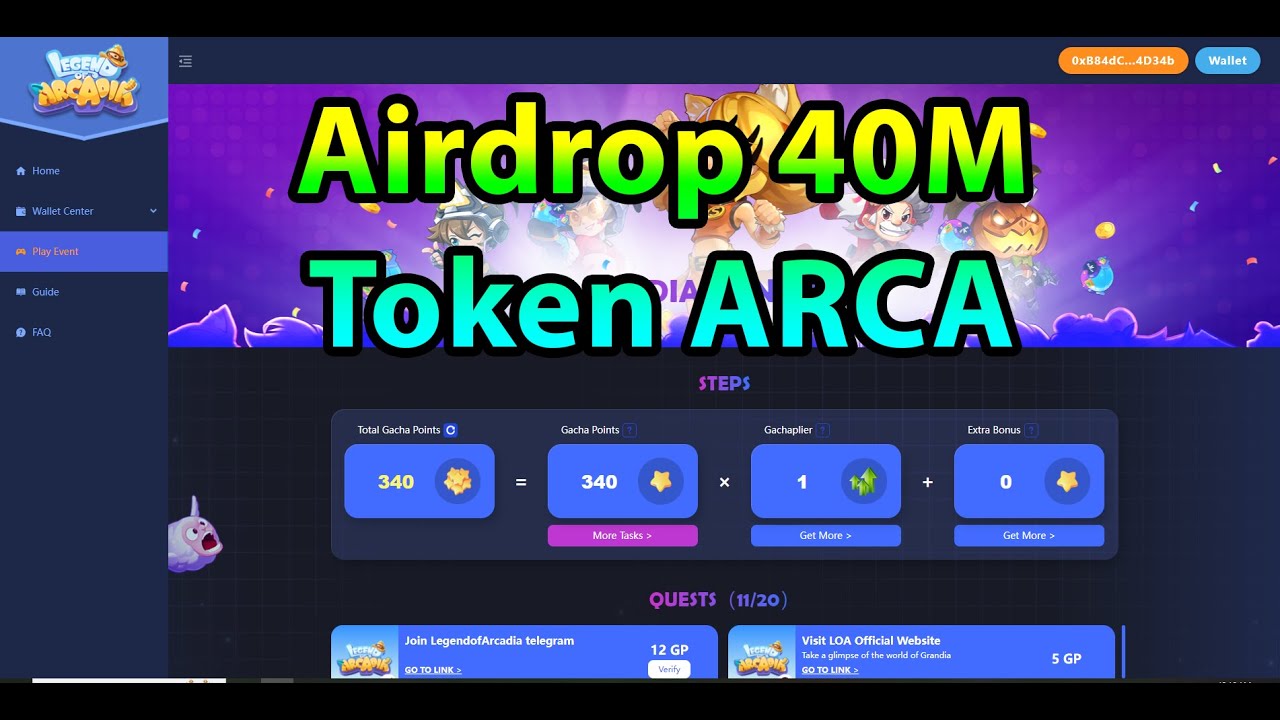 Tham Gia Airdrop Legend of Arcadia GameFi Dự Án Tốt - YouTube