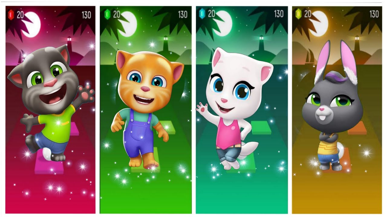 Talking Tom and friends Tom vs Angela vs Ben vs Hunk in Tiles Hop ...