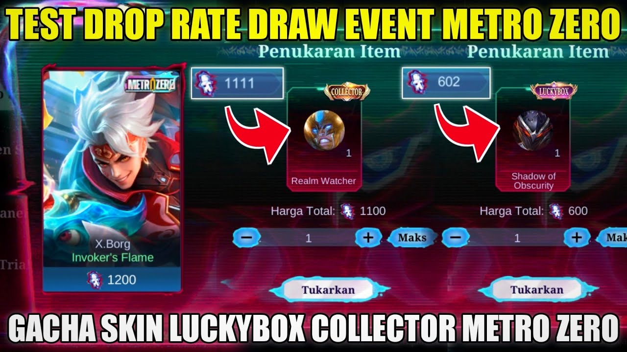 TEST DROP RATE DRAW EVENT METRO ZERO MOBILE LEGENDS! HARGA SKIN ...